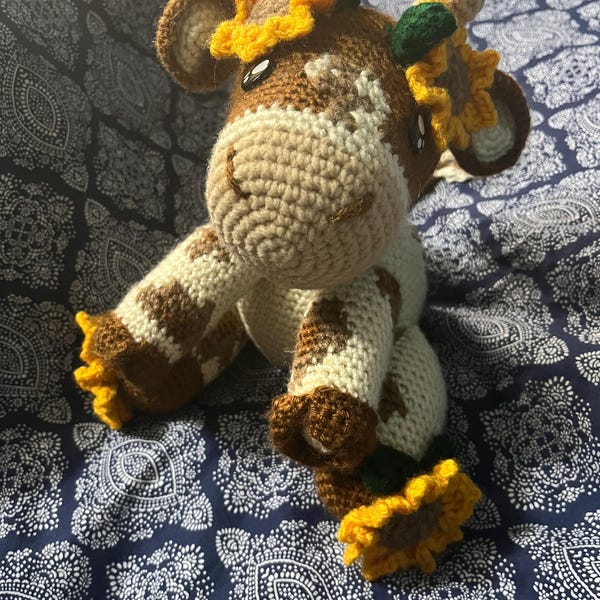 Crochet Sunflower Cow Amigurumi Pattern PDF - Etsy