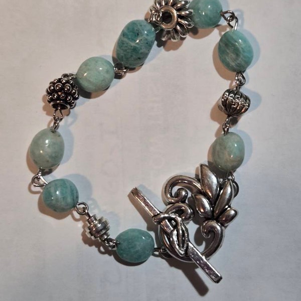 Mixed Metal Pewter Hammered Loop and Patterned Bronze Link Bracelet - Etsy