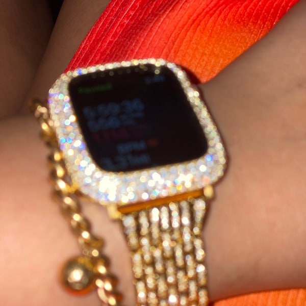 Iced Out Gold Apple Watch Band Stainless Steel Swarovski Crystals for ...