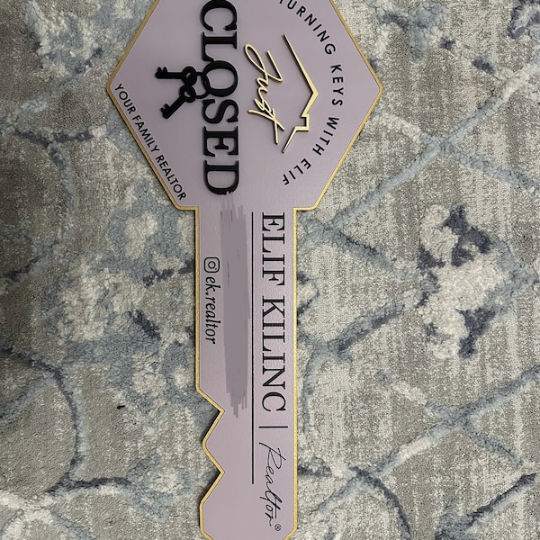 Just Closed, Key Sold Sign, 3D Closing Photo Prop, Lilac Cream Key Sign ...