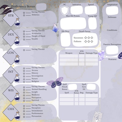 Watercolor Floral Dnd Character Sheet / D&D / Character Journal / PDF ...