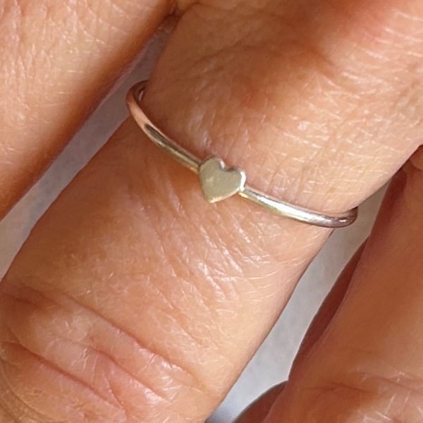 Tiny Heart Ring - Sterling Silver Heart Ring - Stacking Ring - Silver ...