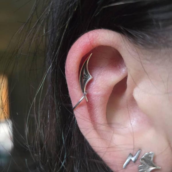 Goth Hidden Helix Earring • Cartilage Helix Piercing 18G 16G • Dark ...