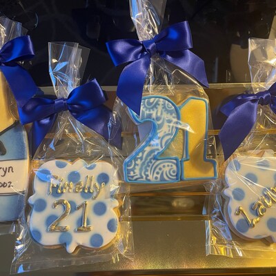 Happy Birthday Custom Number Cookies Set of 6 Crunchy - Etsy