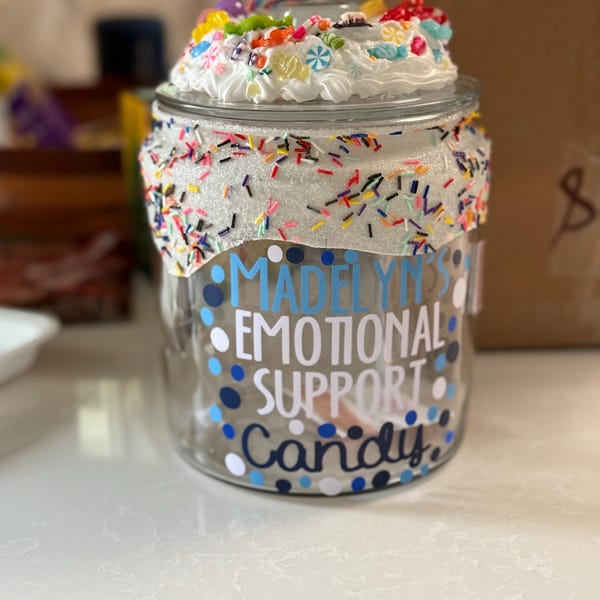 Personalized Funny Glass Candy Jar for Emotional Support, Custom Office ...