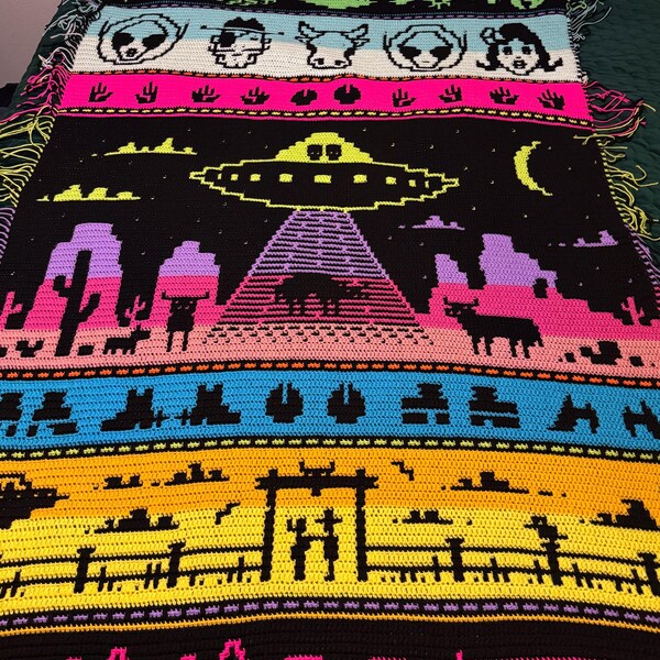Sos Cowboys N' Aliens! Mosaic Crochet Blanket Pattern - Etsy
