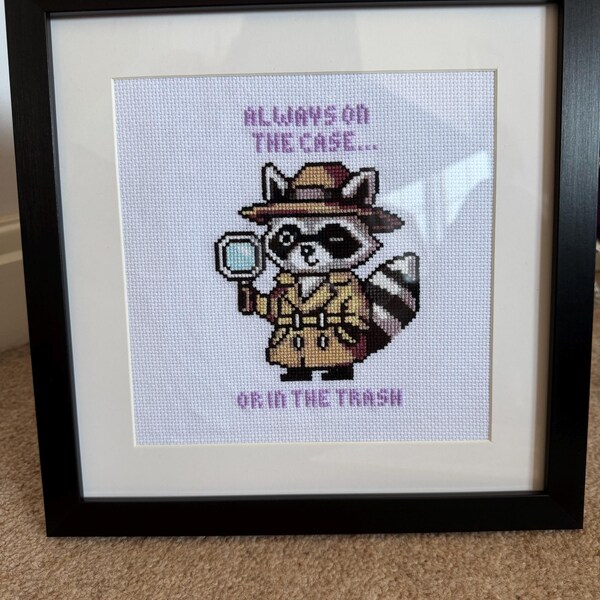 Cute Detective Raccoon Cross Stitch Pattern | Hoop Embroidery | PDF ...