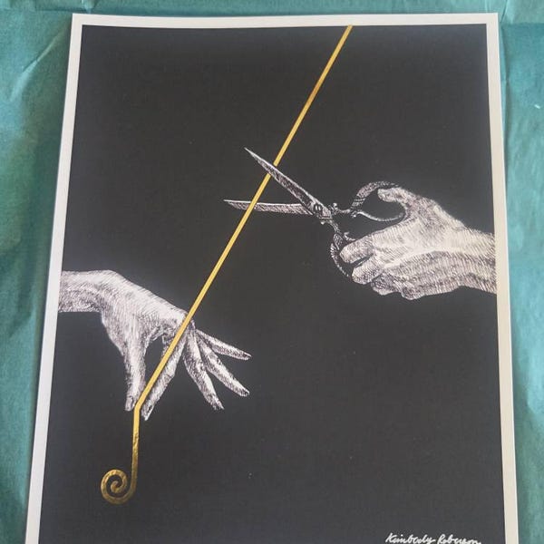 Thread of Life Ancient Greek Mythology Art Print, Gold Foil Embellished ...