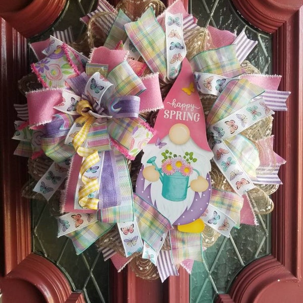 Spring Sign, Gnome Sign, Happy Spring Sign, Floral Sign, Gnome Spring ...