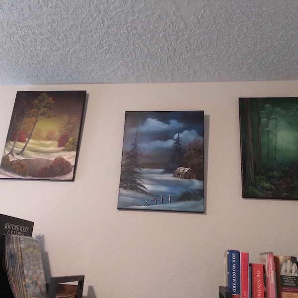 Bob Ross Style Mountain Landscape Oil Painting on Canvas “lakeside ...
