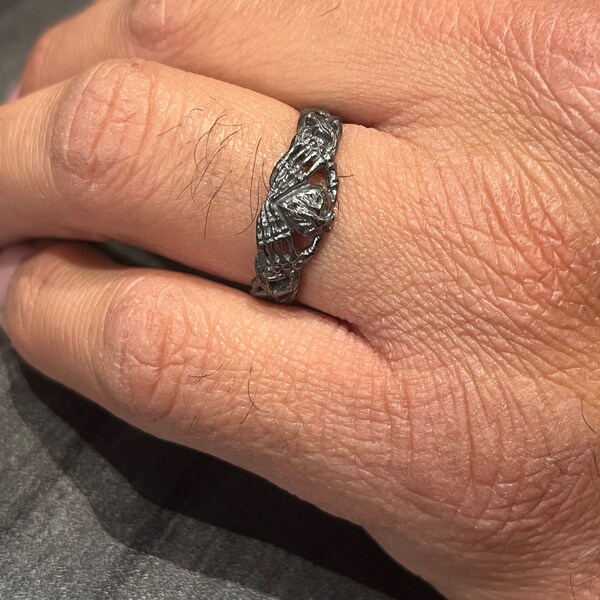 Sterling Silver Dark Gothic Ring, Gothic Engagement Ring, Goth Promise ...