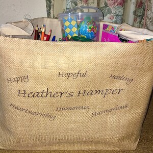 Monogram Burlap Storage Container Burlap Bin Reusable Gift - Etsy