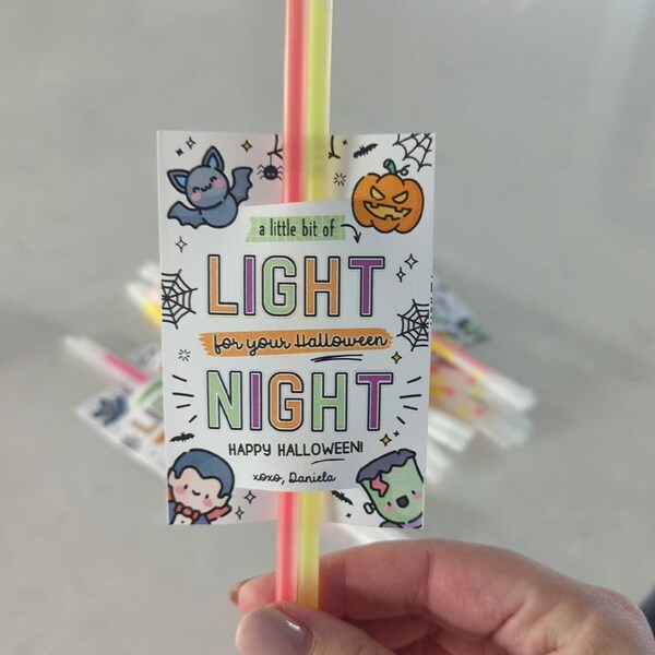 Editable Halloween Treat Tag: Glow Stick Party Favor (instant Download ...