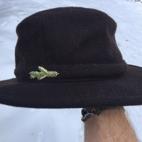 Pine Branch Enamel Pin - Golden Pine Branch Pin - Wilderness Pin ...