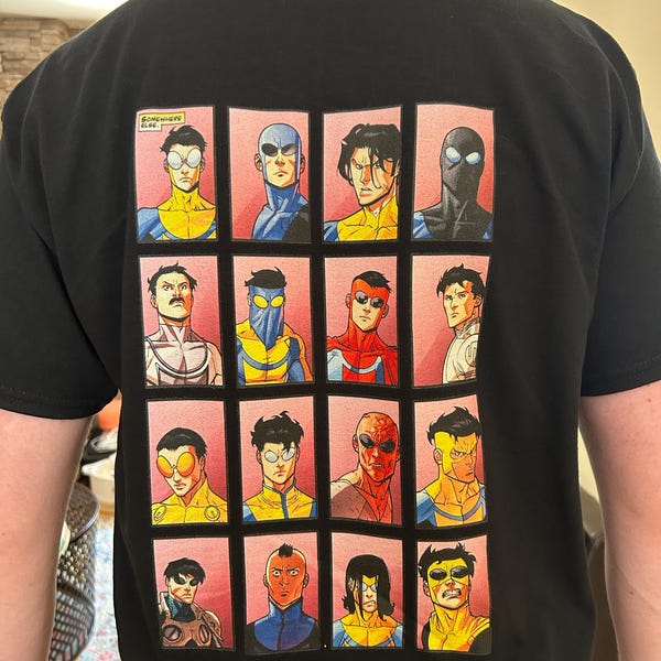 Blue Logo Invincible Graphic T-shirt, Back and Front Print, Superhero ...