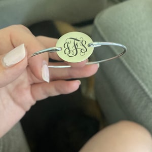 Monogram Bracelet, Silver Monogrammed Jewelry, Personalized Bridesmaid ...