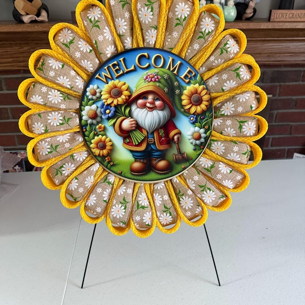 Welcome Wreath Sign, Metal Wreath Sign, Signs for Wreaths, Sunflower ...
