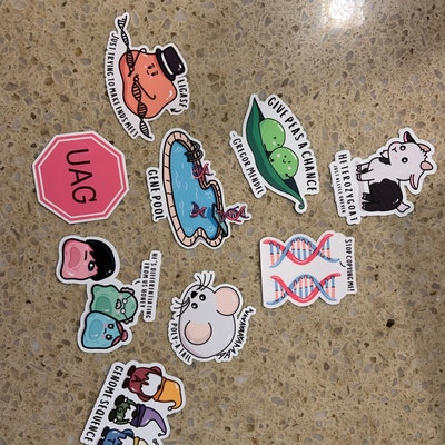 Genetics Pun Stickers Science, Biology, Genetics, Pre-med Water Bottles ...
