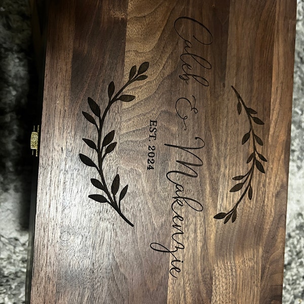 Personalized Walnut Keepsake Box, Wedding Memory Box, Jewelry Photo Box ...