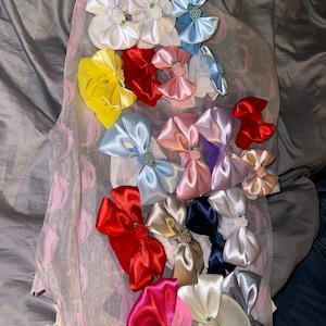 Red Satin Headbands With Matching Sock Red Flower Embroidery Nylon ...