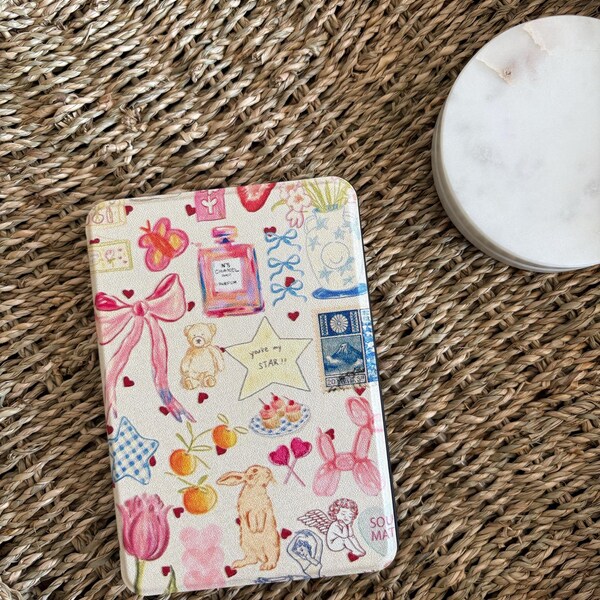 Cartoon Collage Kindle Custom Case With Hand Strap for Paperwhite 1/2/4 ...