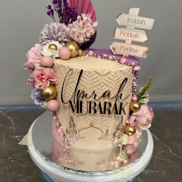 Umrah Mubarak Acrylic Cake Topper | Mosque Cake Charms | Islamic Topper ...
