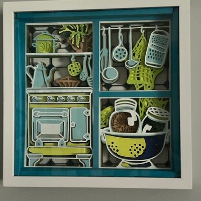 3D Kitchen SVG EPS, Cooking Shadow Box, Layered Cardstock Oven ...