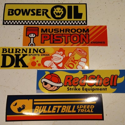 Mario Kart Race Sponsors Magnetic Bumper Stickers - Etsy