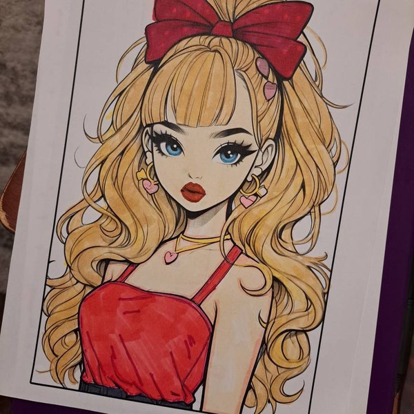 Anime Queens and Kings Coloring Book 70 Page Manga Fantasy Coloring ...