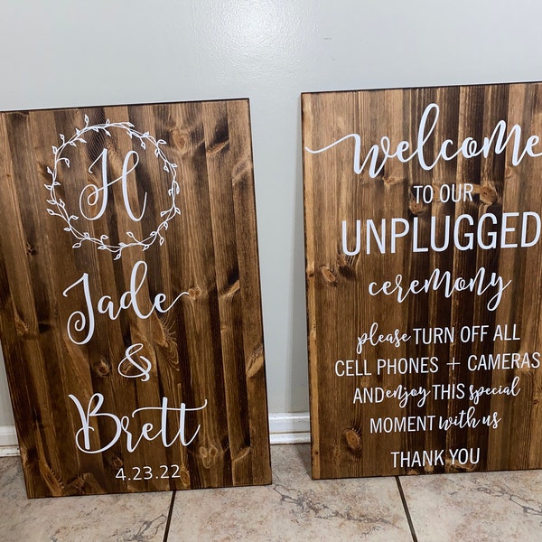 Unplugged Wedding Sign - Unplugged Ceremony Sign - Vertical Wooden ...