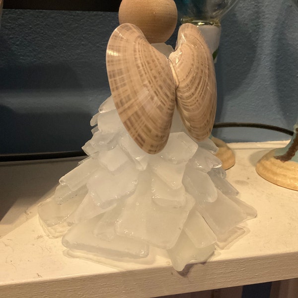 Customizable 5" Small Sea Glass Angel | Coastal Holiday Memorial ...
