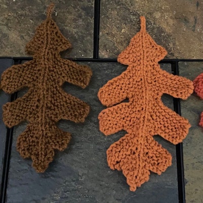 Knitting Pattern Oak Leaf Ornament Knitted Oak Leaves Burnt Orange ...