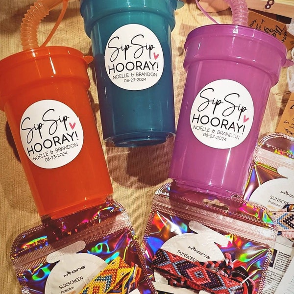 Custom Cup Stickers for Modern Wedding - Engagement Party Favor Labels ...