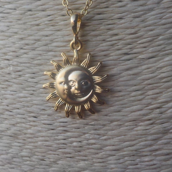 Tiny Sun Gold Necklace, Smiling Sun Necklace, Sunshine, Sunshine ...