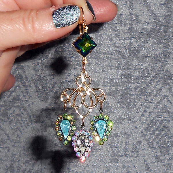 Austrian Crystal & AB Crystal Rhinestone Teardrop Set Stones Earring ...
