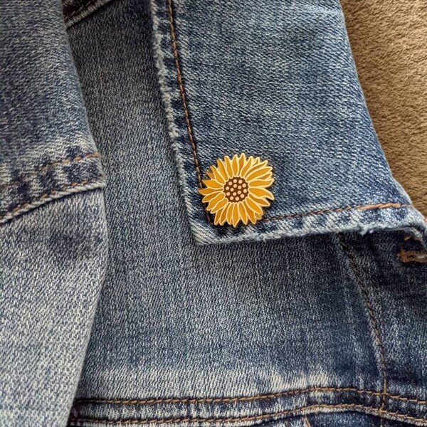 Sunflower Enamel Pin - Boho Yellow Flower Floral - Hat Pin - Wildflower ...