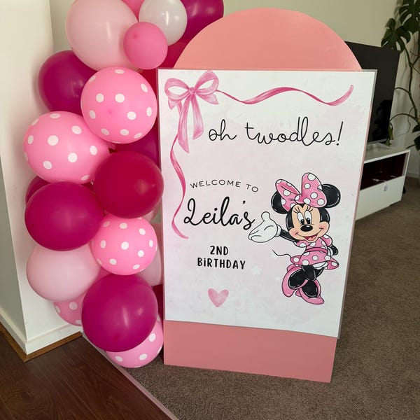 Minnie Mouse Birthday Welcome Sign, Pink, Personalized, Printable - Etsy