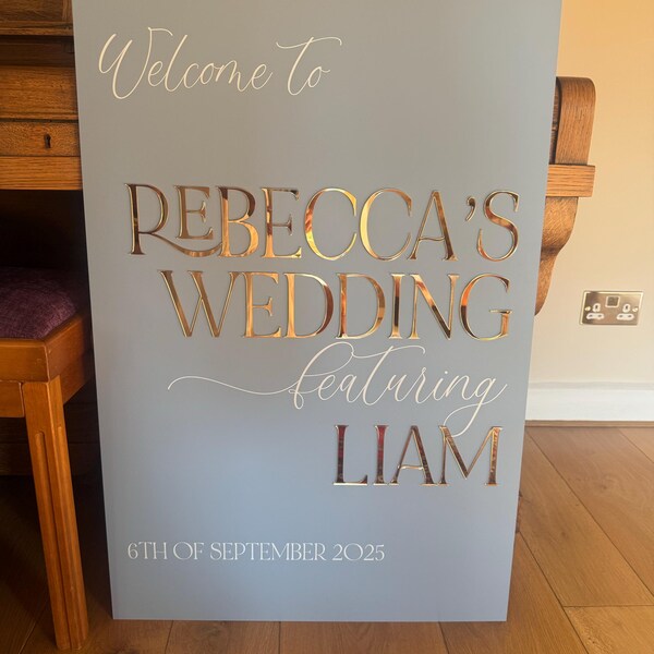 My Wedding -featuring, Acrylic Wedding Welcome Sign: 3D Mirror Names ...