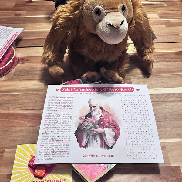Printable Saint Valentine Story and Word Search, Instant Digital ...