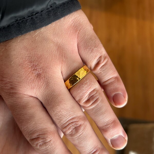 1 Troy Ounce 24k Gold Band Ring. 10mm Gold Wedding Band Ring. Handmade ...