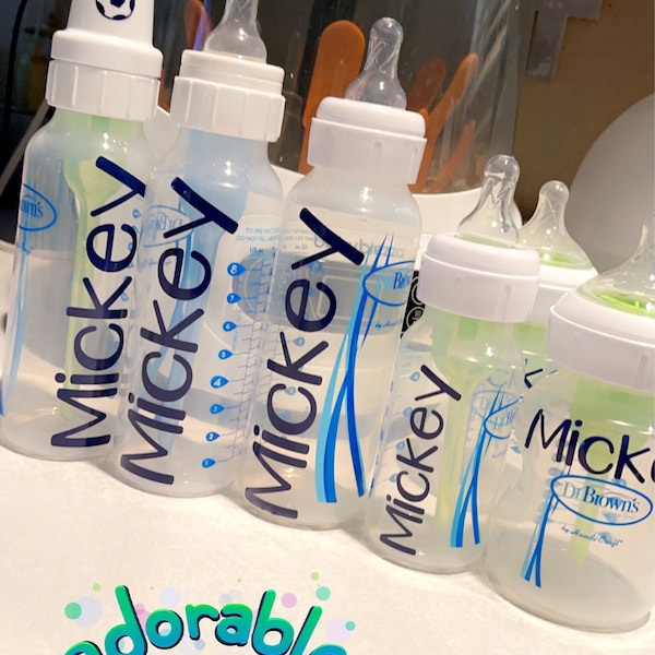 Baby Bottle Name Decals, Daycare Labels, Personalized Vinyl, Monogram ...