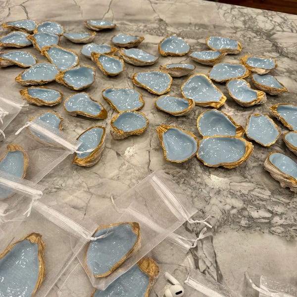 Blue Oyster Shells (bulk)- Unique Wedding Favors/place Cards - Trinket ...
