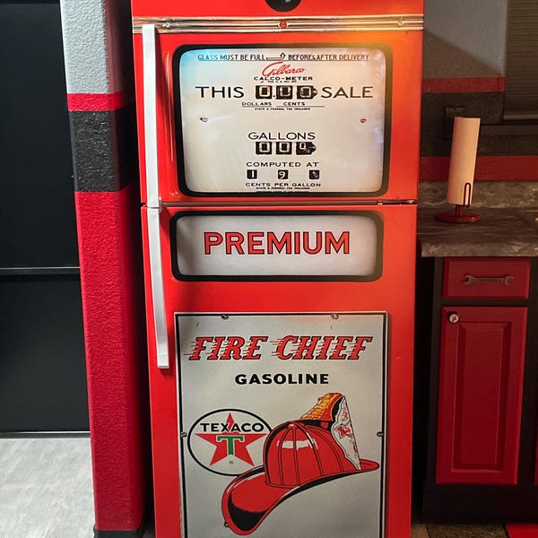 Retro Gas Pump Refrigerator Wrap Vintage Fridge Wrap Old Gas Pump ...