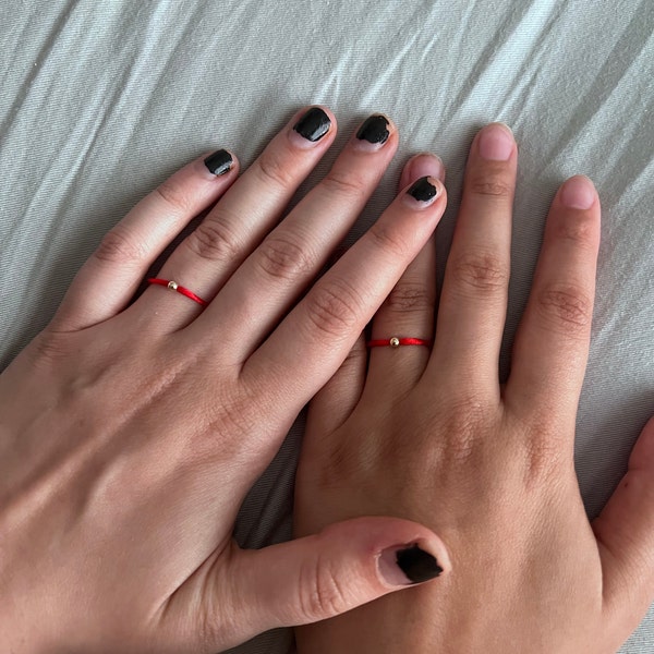 Gold Anklet With Stone Beads, Red String Anklet, Red String of Fate ...