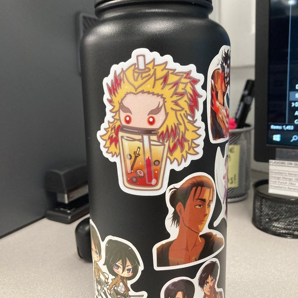 Demon Fire Breathing Anime Boba Drink Sticker | Thick Weatherproof ...