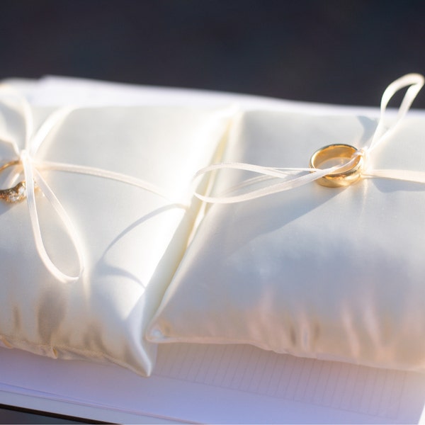 Small Ring Pillow, Ivory Satin Engagement Ring Pillow, Mini Ring Bearer ...