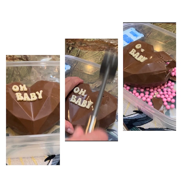 Large Breakable Chocolate Heart Gender Reveal, Heart Chocolate, Gender ...
