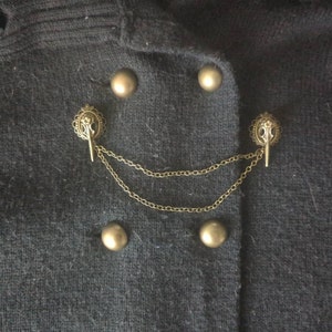 Collar Pin With Raven Skull and Chains, Lapel Pin Elegant Gothic ...