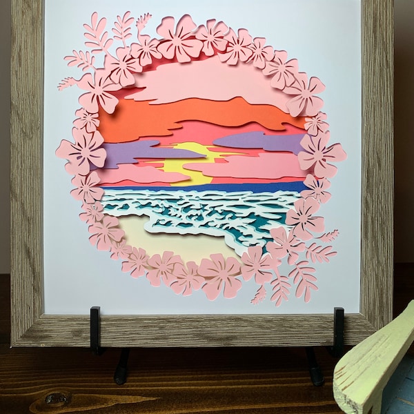 3d Flower Sunset Shadow Box Svg, 3d Sunset Shadow Box Svg, Flower ...