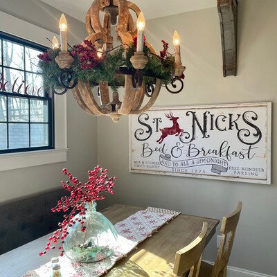 Rustic Christmas Sign Bed & Breakfast Sign Modern Farmhouse Wall Decor ...